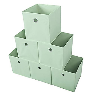 Amelitory Storage Bins Foldable Cube Organizer Fabric Drawer Set of 6 Light Green