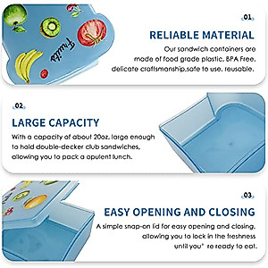 4Pcs Sandwich Containers for Lunch Boxes, Plastic Food Storage Sandwich Containers, 20 oz Toast Shape Sandwich Box, Reusable Sandwich Box for Meal Lunch Prep, BPA Free, Microwave & Dishwasher Safe