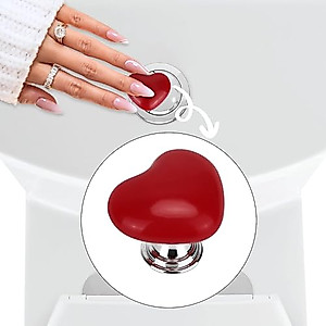 Love Heart Shaped Toilet Tank Button Toilet Press Tool Women Manicures Toilet Lid Cover Lifter Handle Sticky Drawer Pull Handle Toilet Flush Tank Button Aid Bathroom (Red)