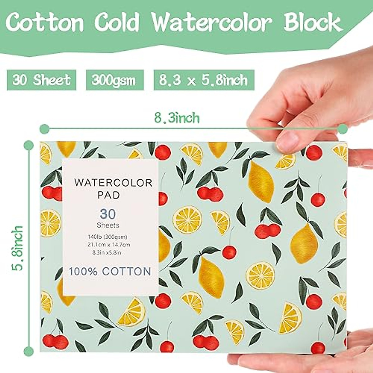 30 Sheets Watercolor Paper Pad, A5 (8.3 x 5.8") Cold Press Watercolor Paper, 140 lb/300 GSM Tearable Water Color Pad for Art Painting, Drawing, Mixed Media