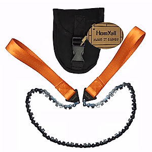 Homyall 24" Pocket Chainsaw 3x Faster With CUTTING BLADE ON EVERY LINK-Best Pocket Saw for Wood Cutting Outdoor Hiking Camping Survival Gear Garden Work With Pouch- Bonus Front Snap Carrying Case