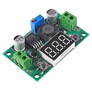 Aobao 4pcs LM2596 DC-DC Adjustable Buck Converter Reduced Voltage Regulator Power Module 4.0-40V Input to 1.25-37V Output with LED Voltmeter Digital Display (Green)