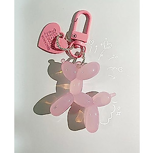 LAEKOU Jelly Balloon Dog Design Keychain for Women, Cute Light Pink Girls Key Chain, Key Chains Accessories for Car Keys