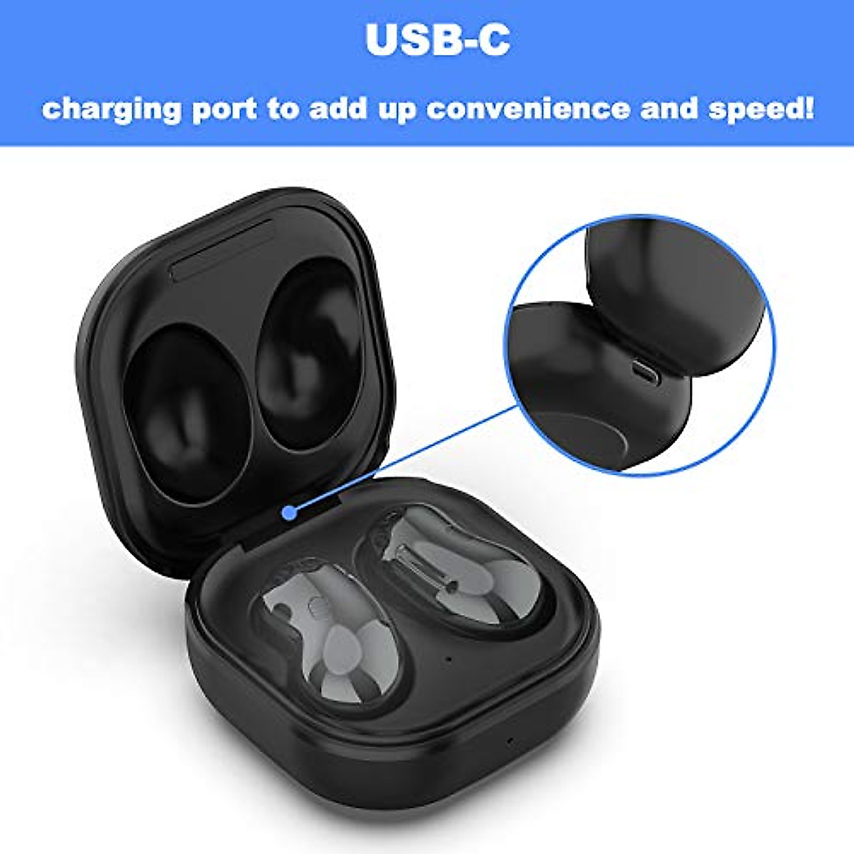 Rinetics Charging Case Replacement Compatible with Galaxy Buds Live, Charger Case for Samsung Galaxy Buds Live SM-R180(Wired Charging Only, Earbuds not Included, Black Color)