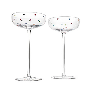 The Wine Savant Polka Dot Set of 2 Stemless Bubble Wine Glasses 18 oz Polka Dot Rainbow Glasses, Colored Wine Glasses, Bubble Glasses, Unique Tumblers Gift Idea For Everyday, Weddings, Parties