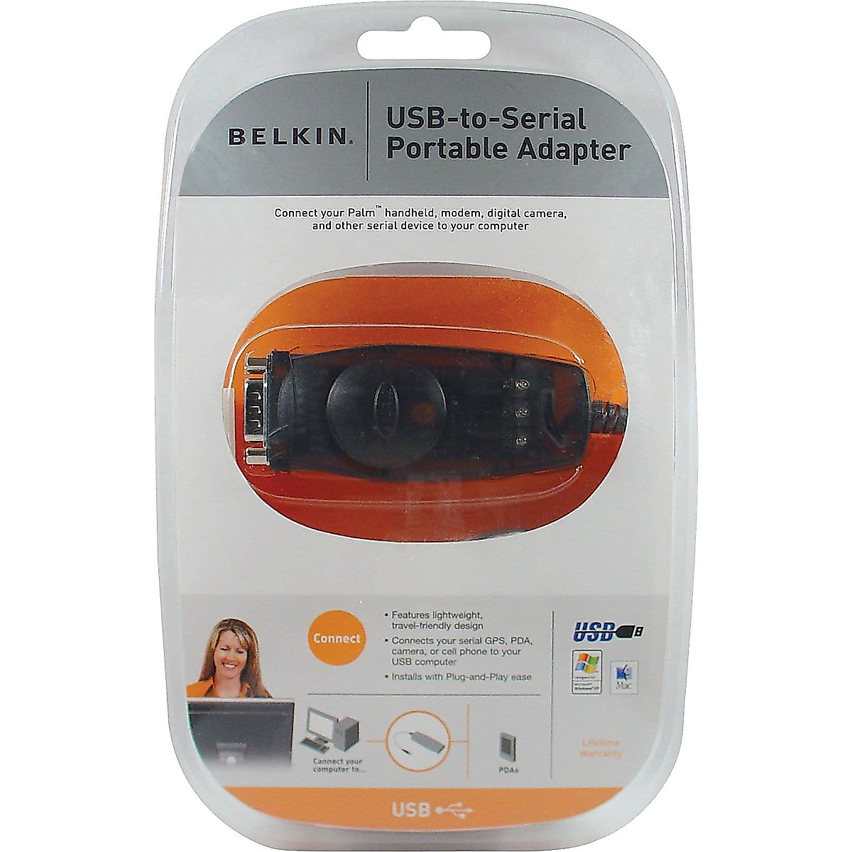 Belkin USB-to-Serial Portable Adapter for Notebook with LED Indicators