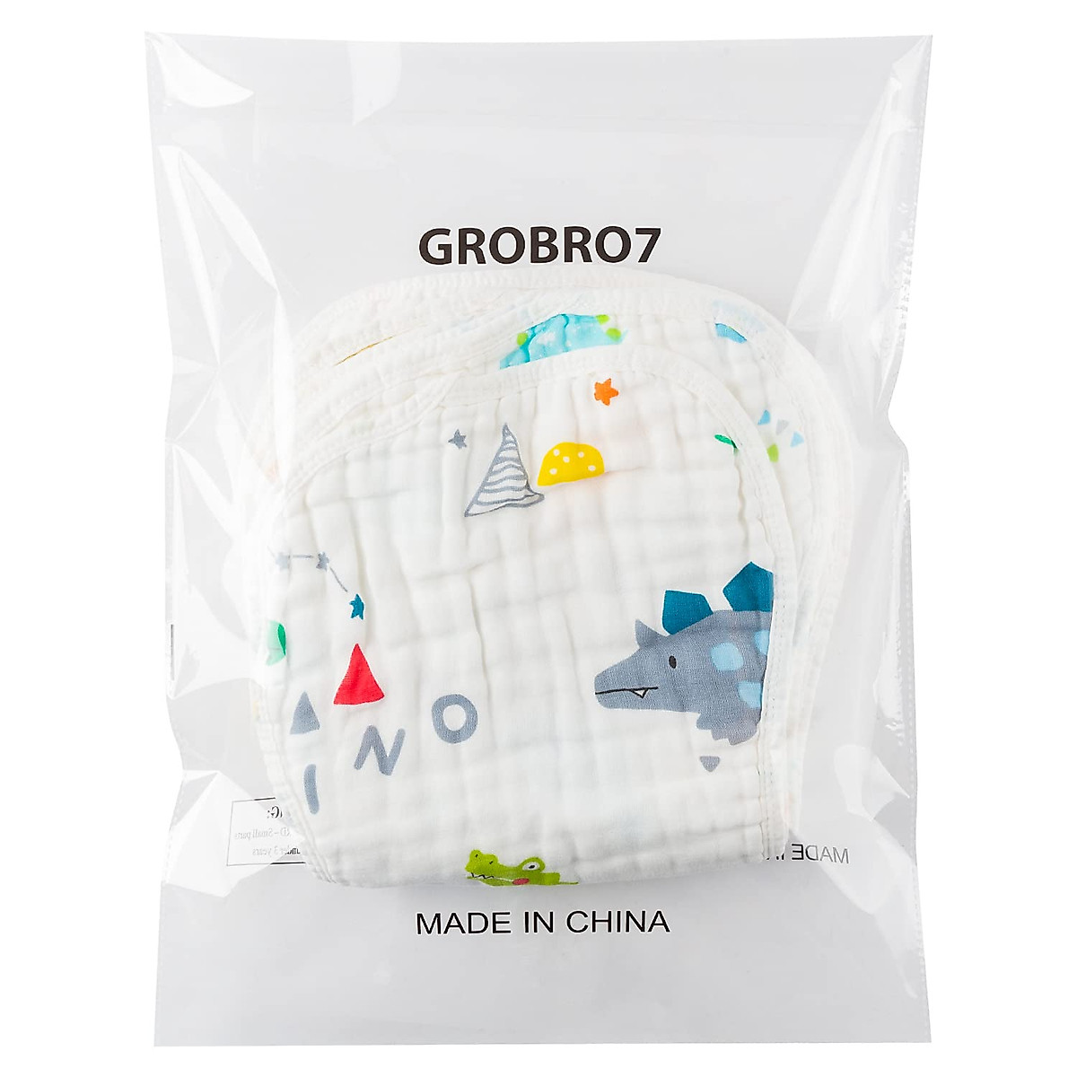 GROBRO7 7Pcs Baby Muslin Burp Cloths 21”x10.5” Long Burping Bids for Babies Dinosaur Blue Whale Forest Animals Cotton Large Towel 6 Layers Extra Absorbent Soft Machine Washable Nursery Newborn Gift