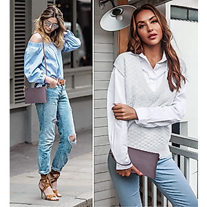 YALUXE Women Wristlet Clutch Genuine Full Grain Leather Crossbody Purse Smartphone Signature Wallet Strap