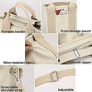 Canvas Tote Bag Japanese Multi-pocket Handbag with Zipper Women Canvas Bag Top Handle Satchel Bags Shoulder Bag