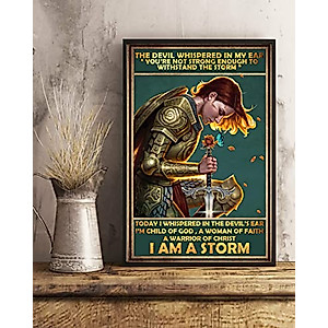 Memorial Quote Female Warrior Of God Poster Gift For Girl Women In Woman's Day Christant Wall Art Home Décor