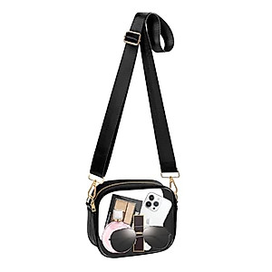 Armiwiin Clear Crossbody Bag, Stadium Approved Leather Clear Purse Bag with Adjustable Strap for Sports Concert Event