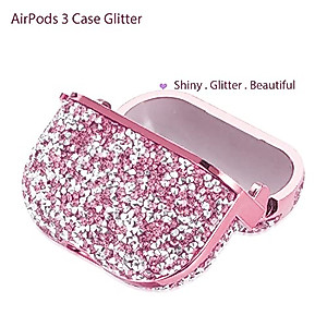 Miitoomo AirPods 3 Case Glitter Sparkling Diamond Case for Apple AirPods 3rd Generation Cute Rhinestone Cover for Girls Portable Keychain (airpods 3, Pink)
