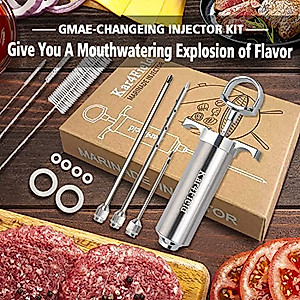 Kar4Field Meat Injector Syringe, 304-Stainless Steel Meat Injectors for Smoking with 3 Meat Needles, Heavy-Duty 2 Oz Flavor Injector Marinades for Meats Turkey BBQ, PVC Storage Tray Included