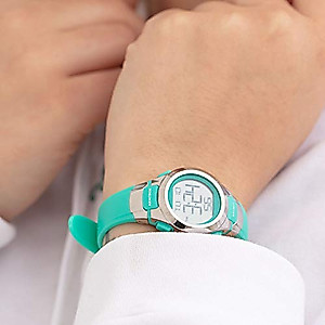 Armitron Sport Women's 45/7012TEL Digital Chronograph Teal Resin Strap Watch, 27mm, Teal/Silver