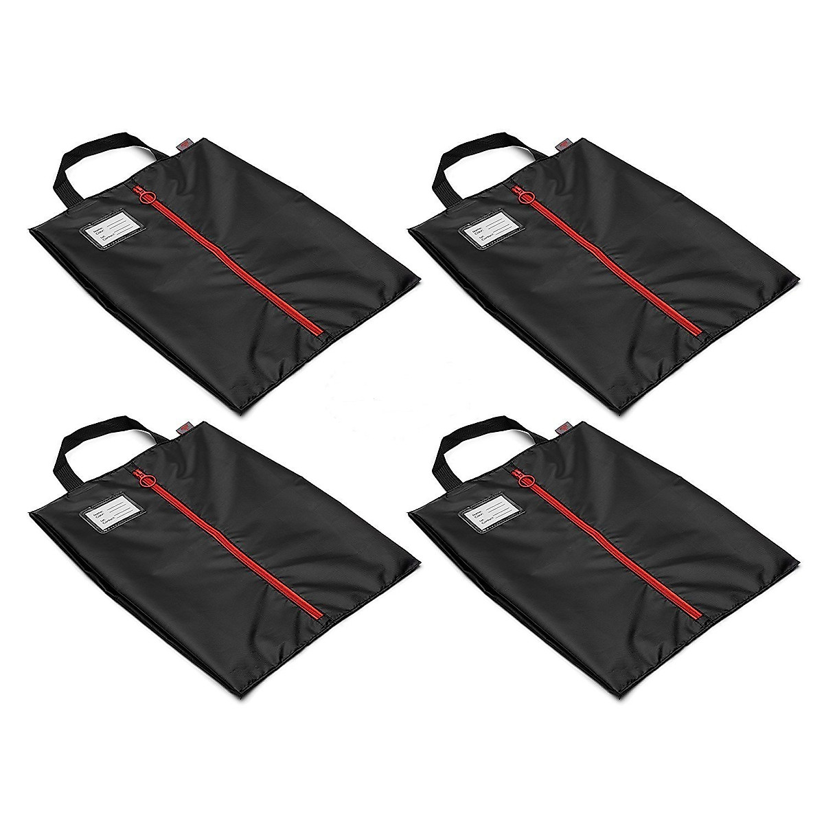 Tuff Guy Travel Shoe Bags with Drawstring and Center Divider (Black) -Set of 4 Soft Nylon Shoe Tote BagsTravel Shoe (18" x 14") (4 Pack (16"x12"))