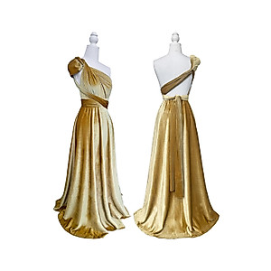 72styles Velvet Infinity Dress with Bandeau,Convertible Bridesmaid Dresses,Plus Size Velvet Wrap Maxi Long Dress Multiway Formal Dress Gold