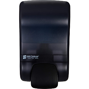 San Jamar Rely Manual Soap Dispenser, Hand Sanitizer Dispenser with Universal Compatibility for Home, Bathroom, Kitchen, Restrooms, Restaurants, Plastic, 900 Ml, Black Pearl