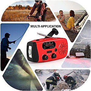 Emergency Hand Crank Radio with 4000mAh Power Bank Phone Charger, USB Charged & Solar Power, AM/FM NOAA Portable Weather Radio with SOS Alarm & LED Flashlight for Emergency, Camping