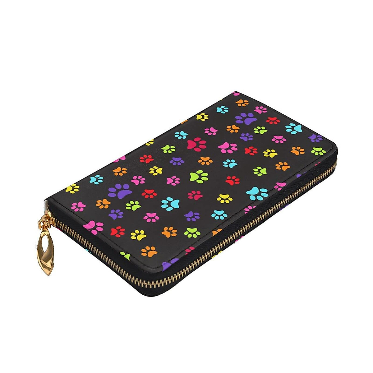 HAUYE Women’s Colorful Dog Paw Print Leather Wallet Cute Girl Zipper Clutch Purse