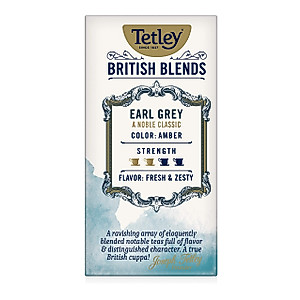 Tetley British Blends Earl Grey Black Tea, Fresh & Zesty Flavored Tea, 20 Teabags (Pack of 6), Rainforest Alliance Certified