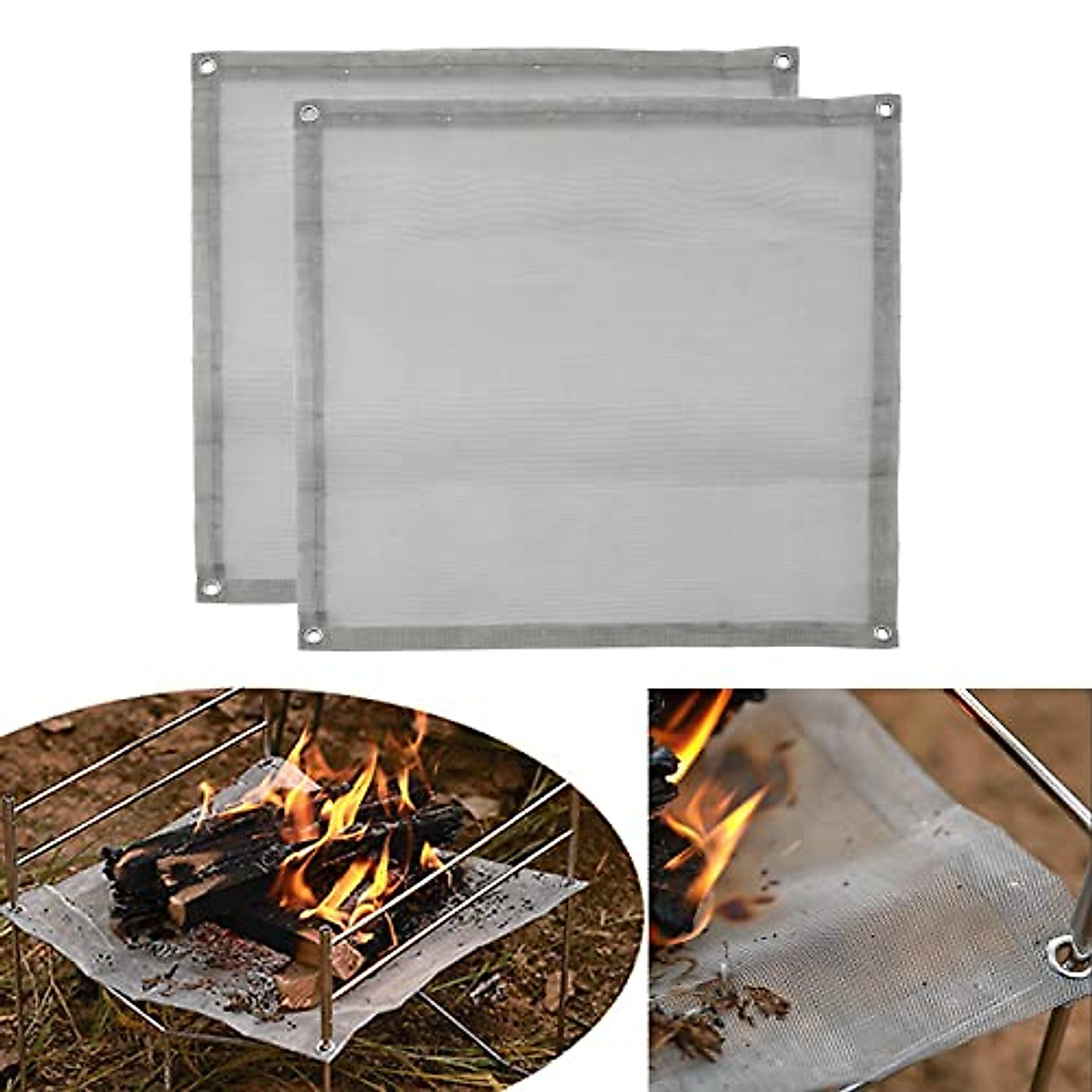 Colaxi Portable Fire, Camping Stainless Steel Outdoor Fireplace, Collapsing Steel Mesh Fireplace Foldable Outdoor Fire Patio Camping, Backyard Garden, 42x42x0.2cm