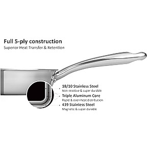 CHEF TOPF 5-ply Stainless Steel Frying Pan 11inch, Full 5-Ply Clad Construction Professional Grade Pan, Brushed Finish, Induction Cooking Pan, Oven Safe, Dishwasher Safe