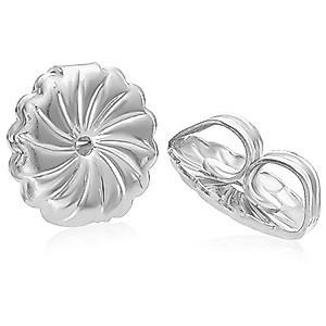 14k White Gold Earring Back Replacement Secure and Comfortable with Ear Locking Tension Grip Tight Nut (Large)