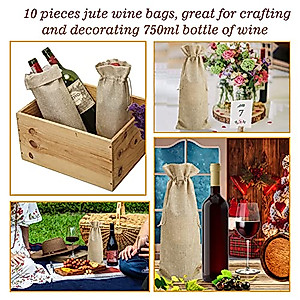 Shintop 10pcs Jute Wine Bags, 14 x 6 1/4 inches Hessian Wine Bottle Gift Bags with Drawstring (Brown)