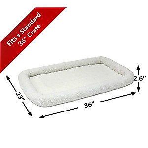 MidWest Homes for Pets Bolster Dog Bed 36L-Inch White Fleece Dog Bed w/ Comfortable Bolster | Ideal for Intermediate Dog Breeds & Fits a 36-Inch Dog Crate | Easy Maintenance Machine Wash & Dry