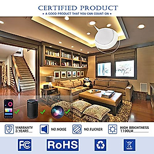 Smart Recessed Lighting 6 Inch, IC Rated Smart WiFi LED Recessed Lights, RGB & Cool & Warm White Dimmable Color Changing Downlight Work with Alexa/Google, Sync to Music,2700K-6500K,1100Lumen (6 Pack)