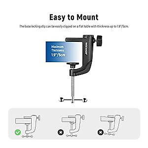 NEEWER Metal Table Mounting Clamp for Microphone Suspension Boom Scissor Arm Stand Holder with an Adjustable Positioning Screw, Fits up to 1.9inch/5centimeters Desktop Thickness (Black)