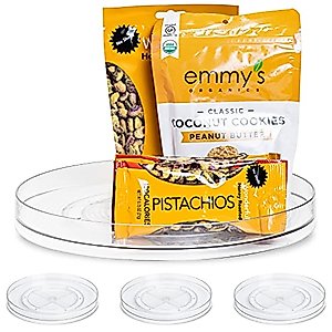 Smart Design Turntable Lazy Susan Spinning Organizer - Set of 4-11.50 Inch - BPA Free Resin - Food, Condiments, Baking, Fridge, Freezer, Countertop, Cabinet, Pantry Storage - Kitchen - Clear