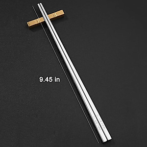 Metal Chopsticks Reusable 10 Pairs 18/10 Stainless Steel Chopsticks Dishwasher Safe Square Lightweight Non-Slip Chop Sticks Gift Set