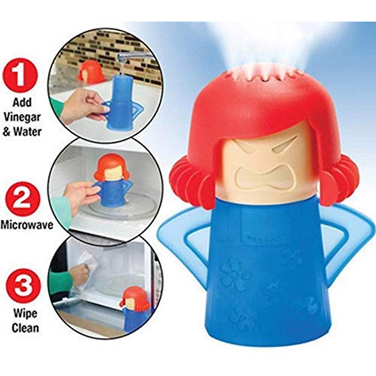 UgyDuky 4 Pack Angry Mom Microwave Cleaner Microwave Oven Steam Cleaner Doll Use Water and Vinegar High Temperature Cleaning Kitchen Cleaning Tool for Home and Office