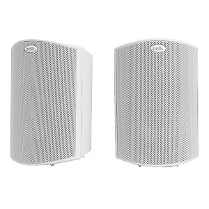 Polk Audio Atrium 6 Outdoor All-Weather Speakers with Bass Reflex Enclosure (Pair, White), Broad Sound Coverage, Speed-Lock Mounting System