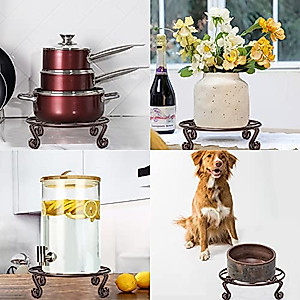 Yimobra Metal Plant Stand for Flower Pot 2 Pack Heavy Duty Potted Holder Indoor Outdoor Metal Rustproof Iron Garden Container Round Supports Rack for Planter (2PC Brown,11.8 Inches)