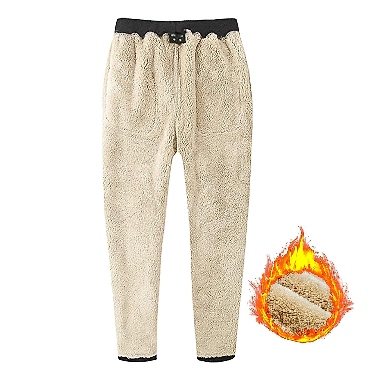 FASKUNOIE Men'Sherpa Fleece Pants Casual Cotton Heavy Winter Warm Loose Golf Running Active Sweatpants Orange Red