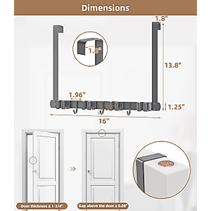 Broom Holder Over The Door 2PCS-304 Stainless Steel Mop and Broom Holder Wall Mounted or Hanging Over The Door with Hooks - Broom Hanger, Tool Organizer for Garage Closet Laundry -Space grey