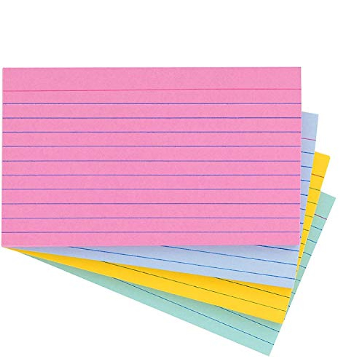 Emraw Ruled Colored Index Card Plain Back 3”x5” – For School, Home & Office (Pack of 200 Count)