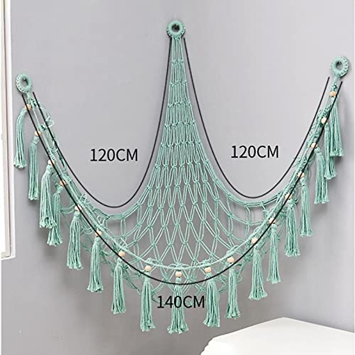 Colcolo Stuffed Animal Hammock Plush Net Toy Macrame Wall Mounted Toy Holder Corner Netting Hanging Organizer for Nursery Bedroom Children, Green