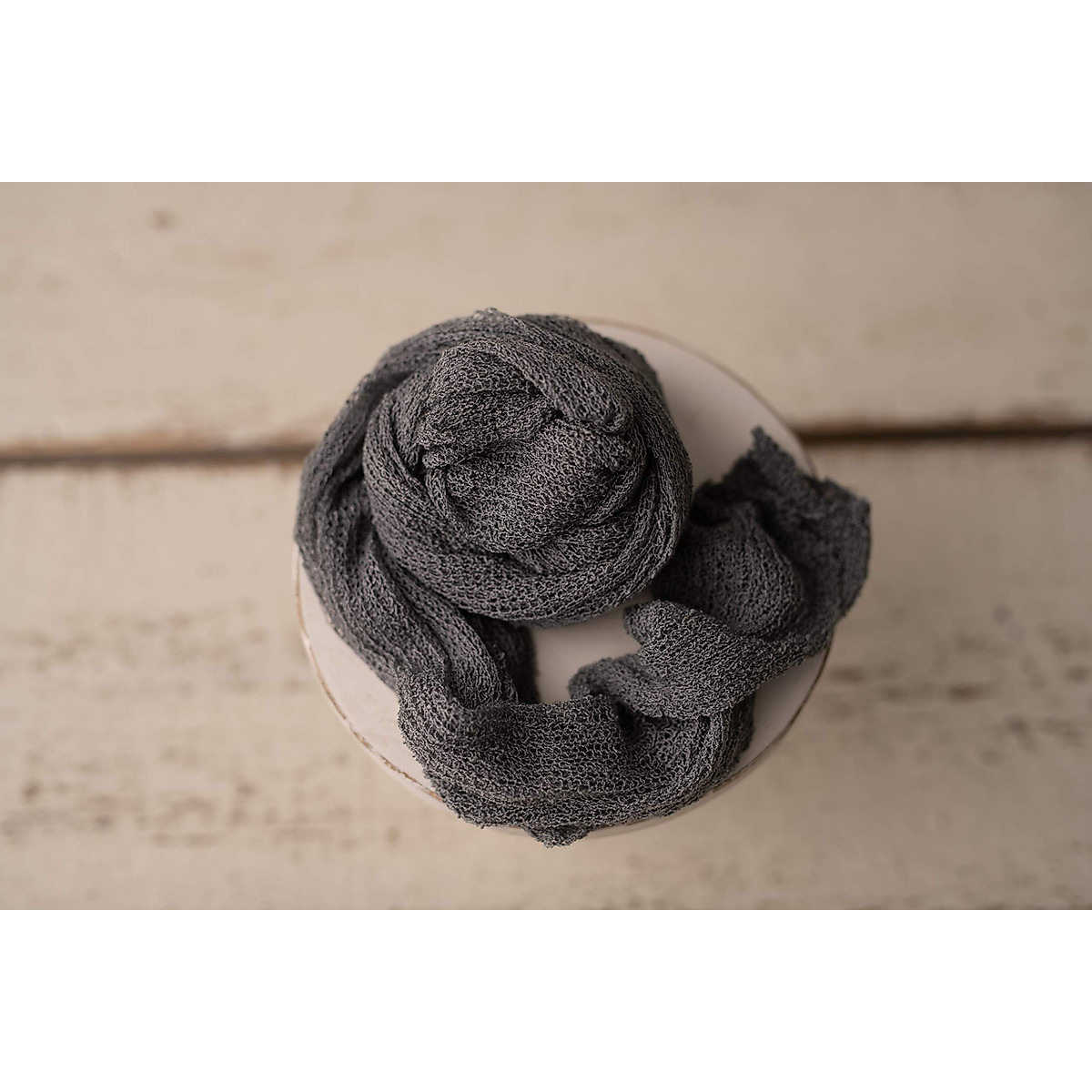 Newborn Photography Props with Baby Wrap - Long Ripple Stretch Wrap with Crochet Beanie Hat and Knitted Teddy Bear - Complete 3 Piece Outfit Set to Swaddle Infant for Boys or Girls Photoshoot Session