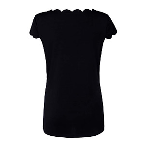 Women's Short Sleeve Shirt,Casual Round-Neck Blouse Flowy Loose Tank Tops Solid Color Tunic Plain Summer Plus Size Tee Black