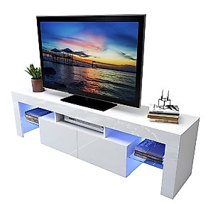 n/a High Gloss LED Lighting TV Stand Cabinet Unit Entertainment Center