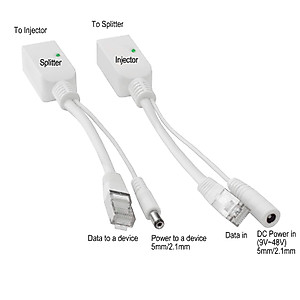 Premiertek PT-POE-GSPK GIGABIT PASSIVE POE INJECTOR AND SPLITTER KIT 9/48V White