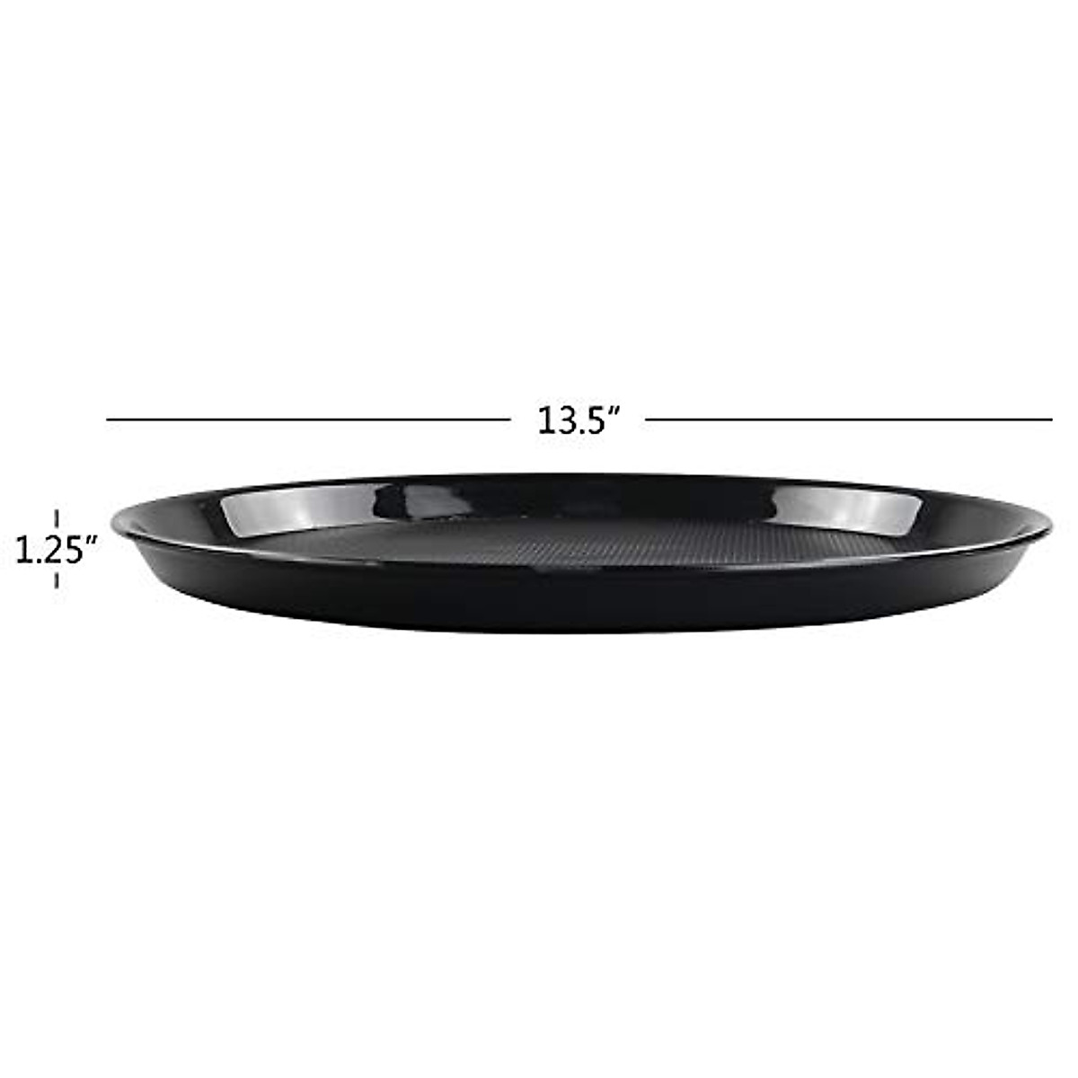 Obstnny Black Plastic Serving Tray, 13.5" Round Food Service Tray, 6 Packs