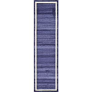 Unique Loom Del Mar Collection Area Rug - Maria (2' 7" x 10' Runner, Navy Blue/ Ivory)