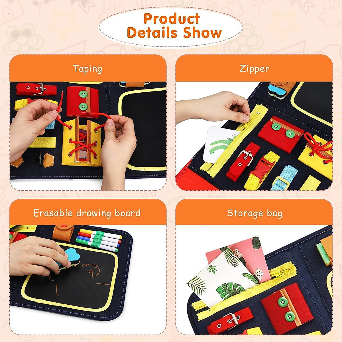 TOY Life Busy Board - Montessori Busy Board for 3 4 5 6 Year Old - Sensory Board Toys for Toddler - Activity Board - Montessori Toys - Educational Early Learning Toys - Travel Toys Toddler Busy Board