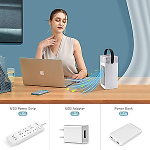 Personal Air Conditioner Fan, Small Air Conditioner Fan, Portable Air Cooler Mini Air Conditioner Fan with 3 Wind Speed, Evaporative Air Humidifier, Desktop Cooling Fan with LED Light for Office, Home