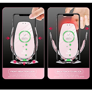 MEIMFY Wireless Car Charger Mount,Auto Clamping Air Vent Phone Holder for Car,New Upgraded Model,15W Qi Fast Charging/Magnetic DC Charging for All Mobile Phones,iPhone,Samsung,Pixel