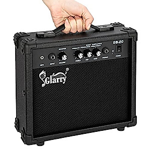 GLARRY Electric Bass Combo Amp, Portable Tube Amp with Headphone MP3 Input, 20W Practice Bass Guitar Amplifier Speaker Accessories with Bass, Volume, Treble, and Middle Controls